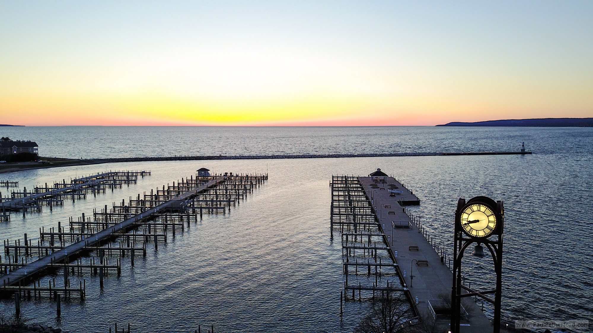 Gorgeous Petoskey Michigan sunset high above Lake Michigan
